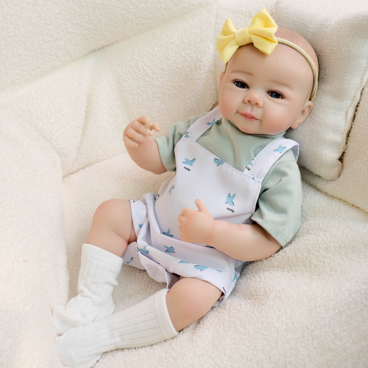 20 Inch Juliette Reborn Baby Doll Hand Painted Hair Blue Eyes 2 Body T ...