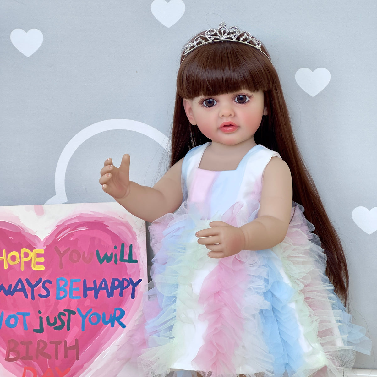 22 Inch Graceful Reborn Baby Dolls Girl Full Silicone Body Adorable Cu ...