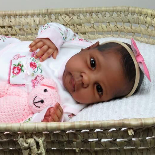 20" Biracial Reborn Baby Black Skin Girl Soft Body African American Re ...